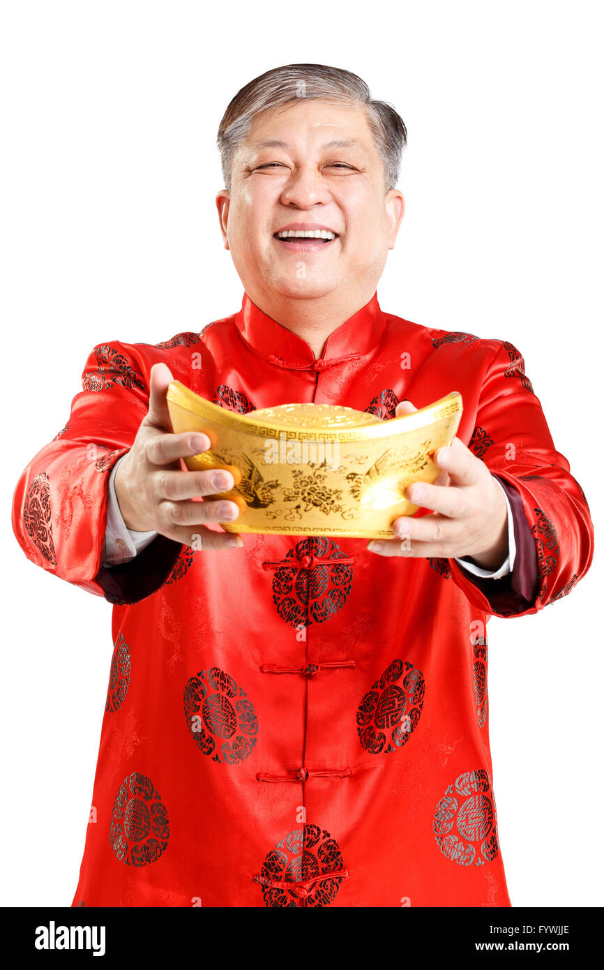 old man with mandarin in chinese new year Stock Photo - Alamy