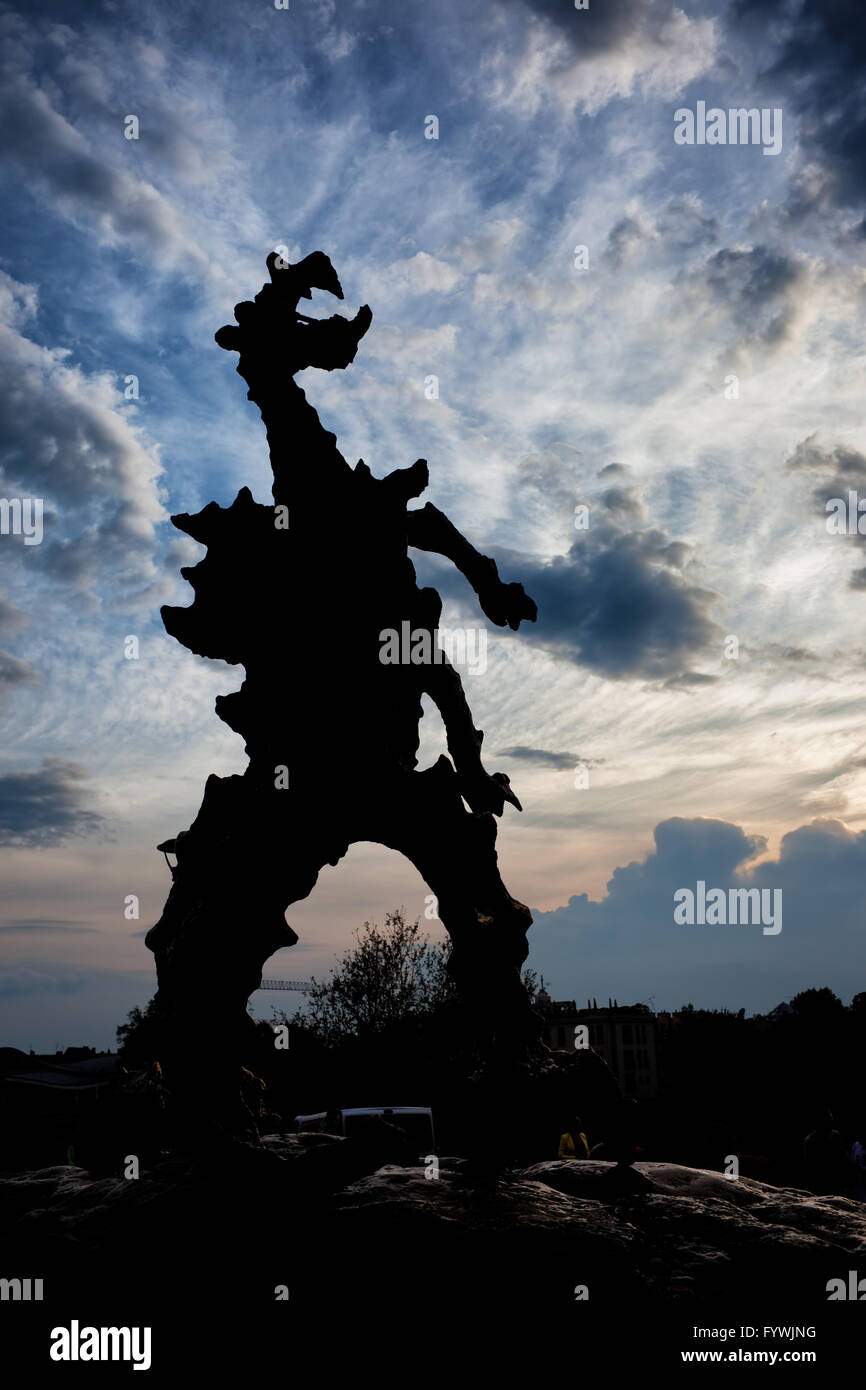 Wawel Dragon - Smok Wawelski silhouette in Krakow, Poland, city ...