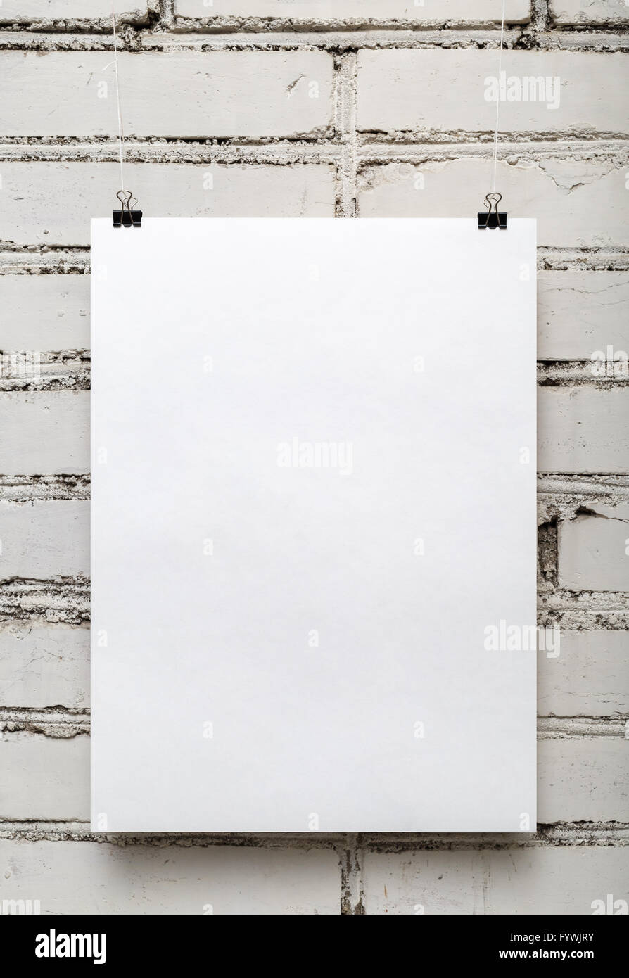 Blank white poster Stock Photo - Alamy