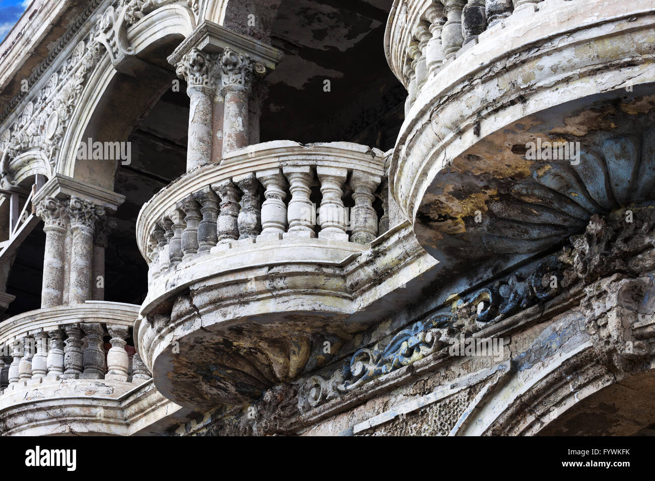 beautiful balconies of old building Stock Photo - Alamy