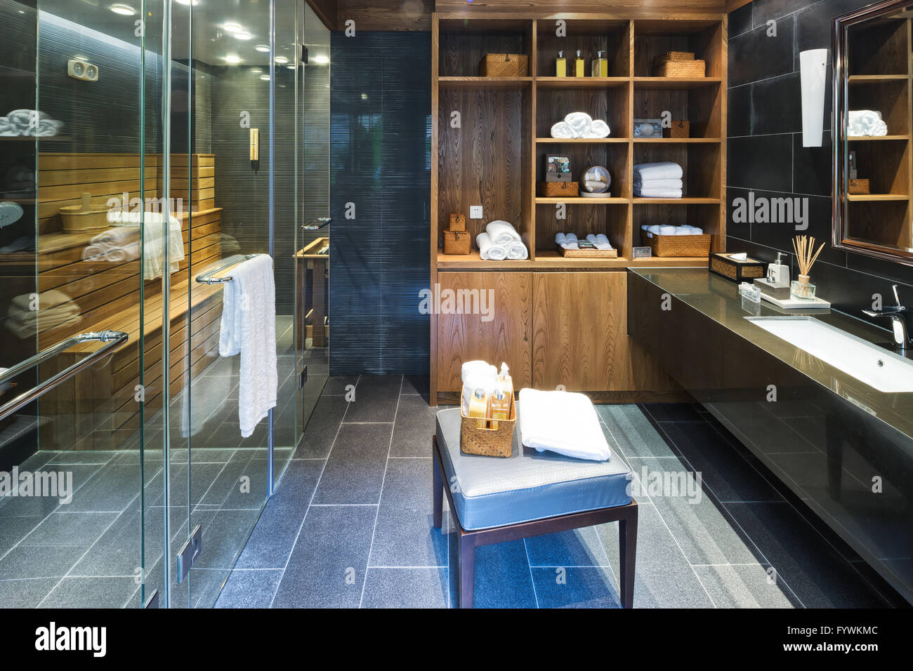 interior of modern sauna room Stock Photo - Alamy