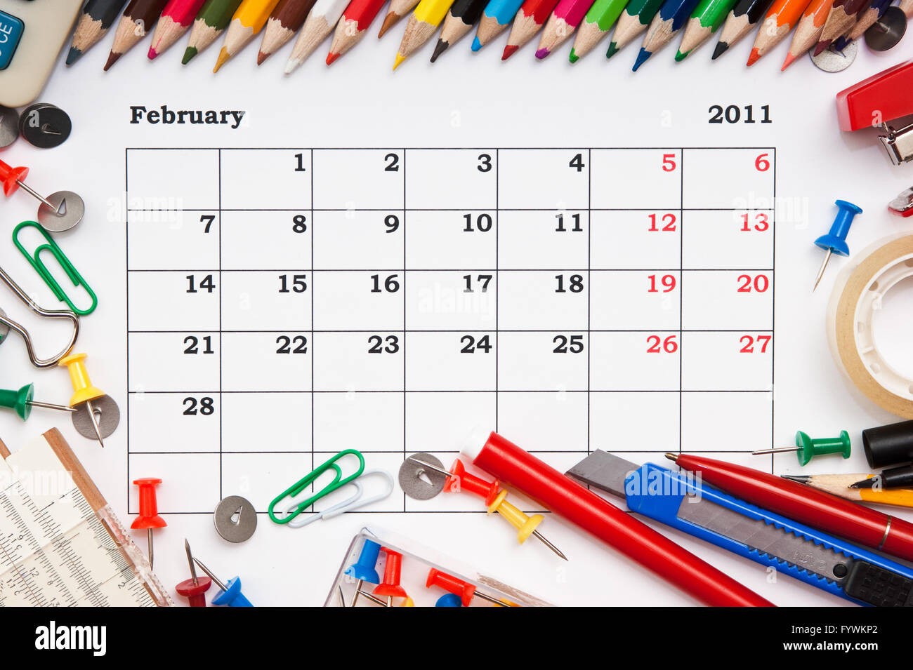 Calendar for February 2011 Stock Photo - Alamy
