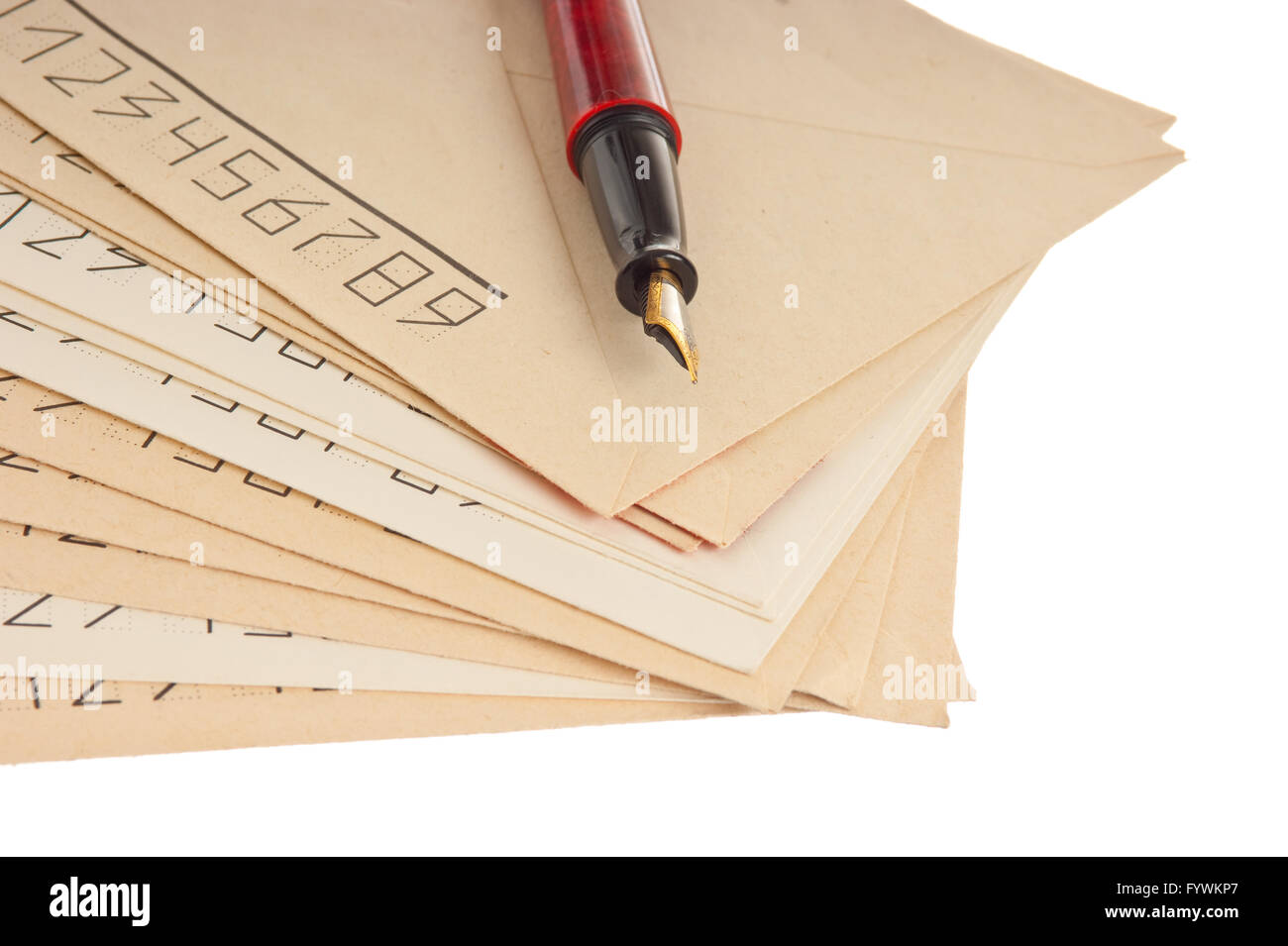 stack of mail envelopes and a pen Stock Photo - Alamy