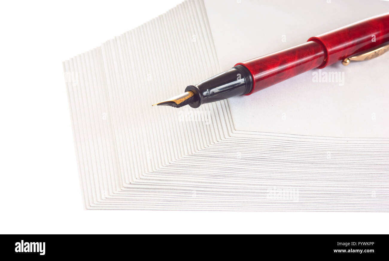 stack of mail envelopes and a pen Stock Photo - Alamy