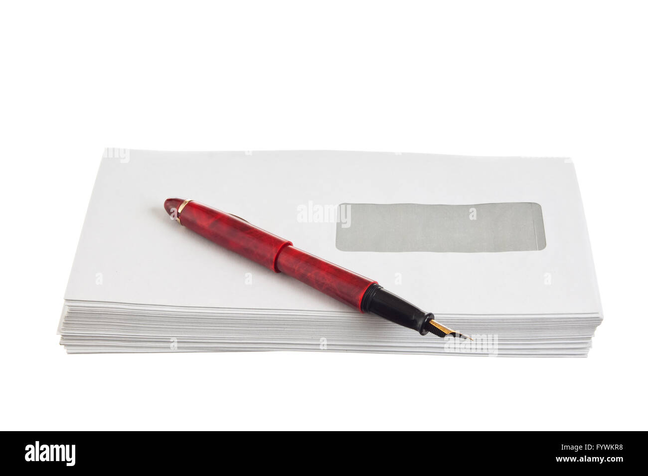 stack of mail envelopes and a pen Stock Photo - Alamy