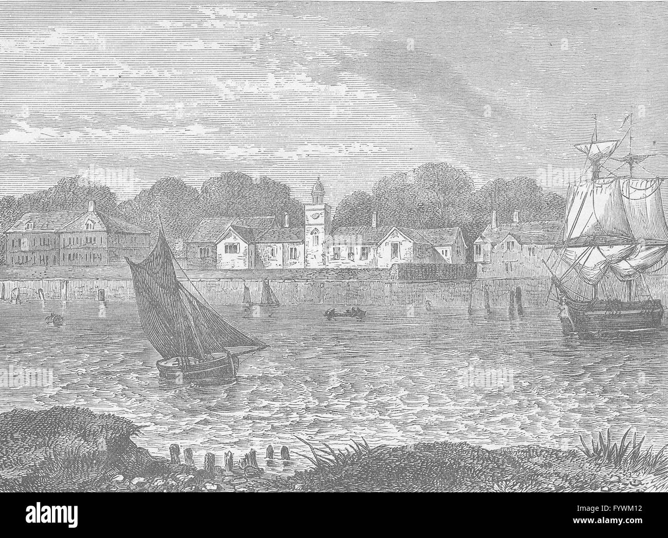 GREENWICH: The duke of Norfolk's Almshouses, in 1796. London, old print ...