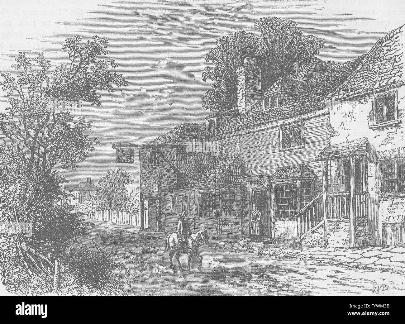 PECKHAM: The "Rosemary Branch" tavern in 1800. London, antique print ...