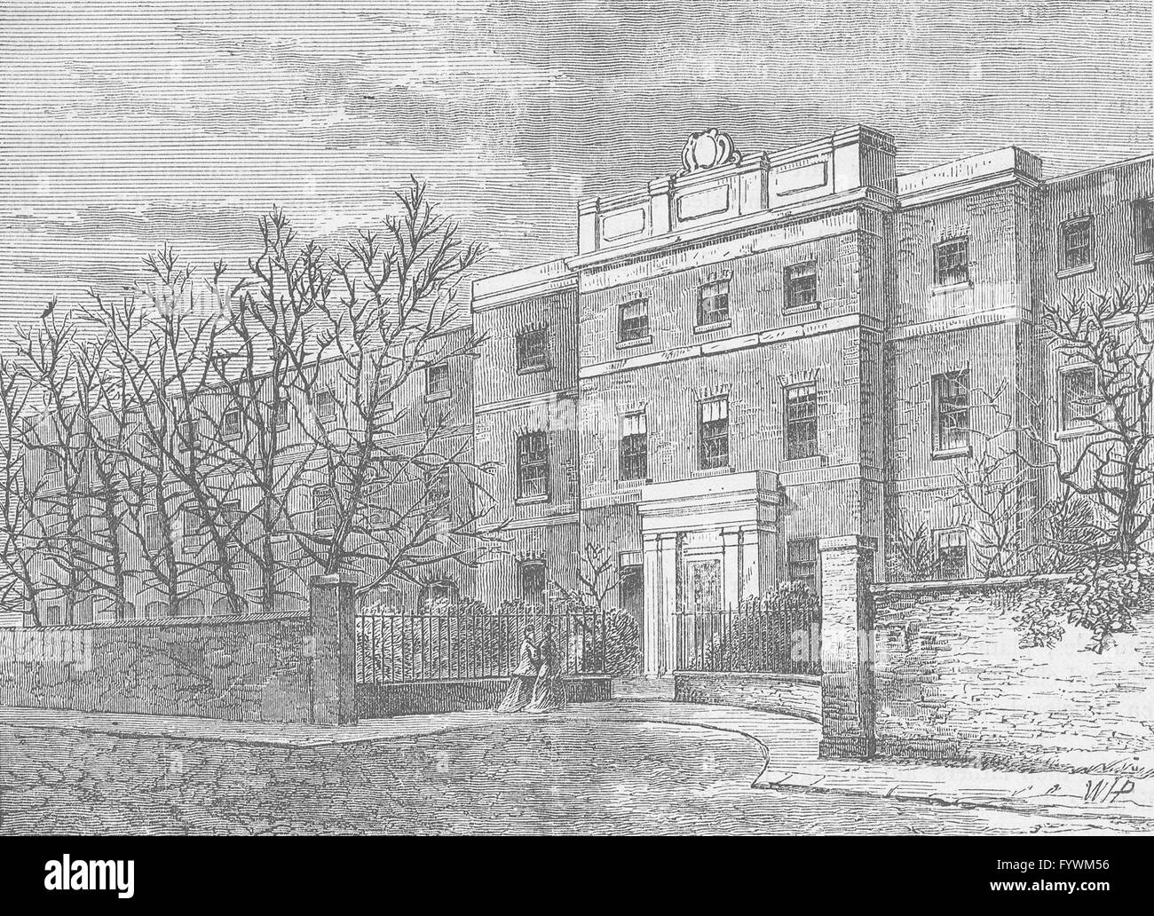 ST.GEORGE’S FIELDS, SOUTHWARK: King Edward's School. London, old print ...