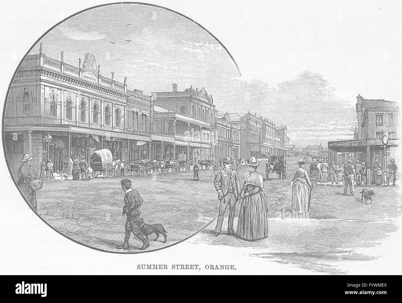 AUSTRALIA: Summer St, Orange, antique print 1890 Stock Photo - Alamy