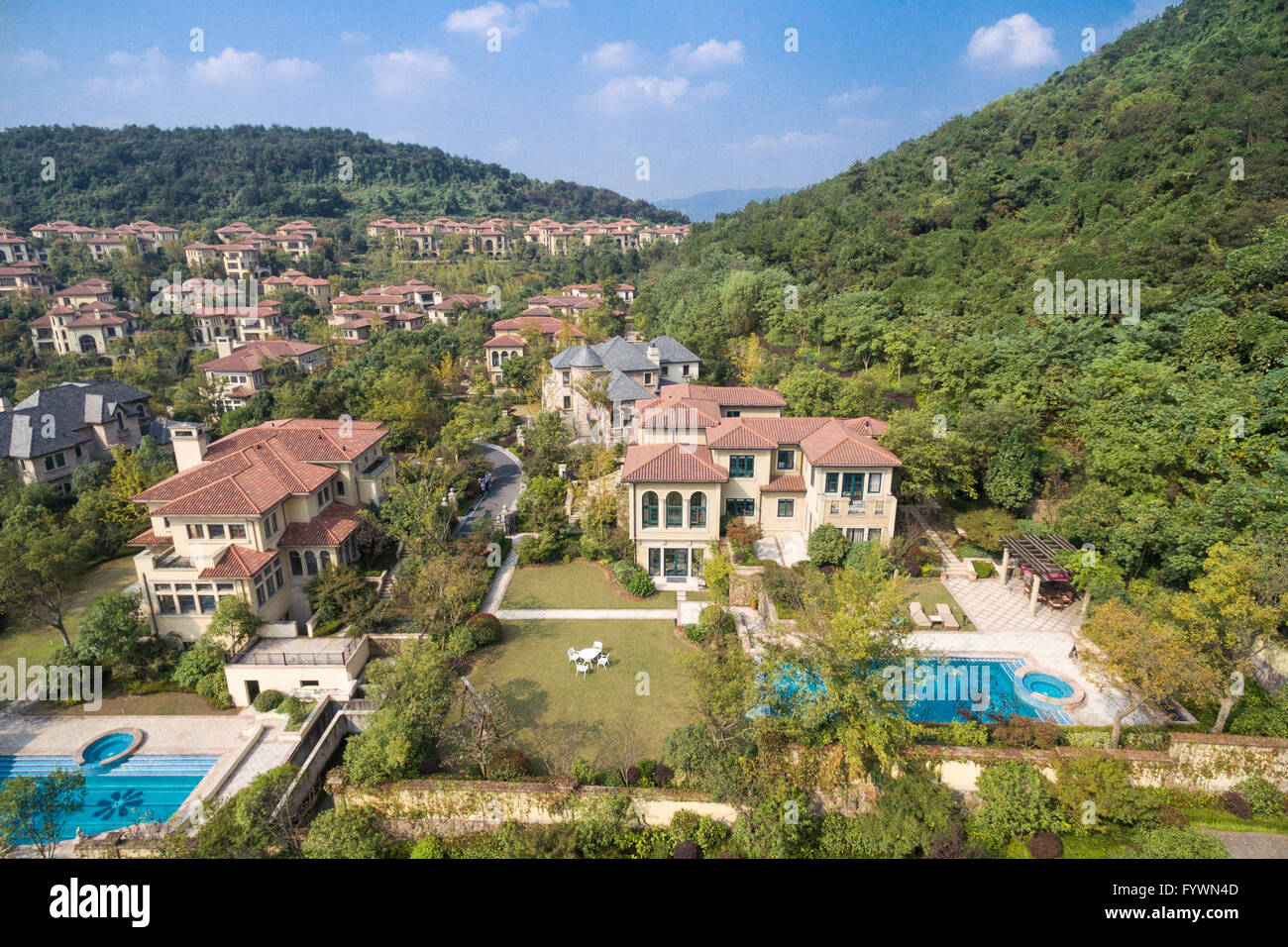 aerial view of modern villas Stock Photo - Alamy