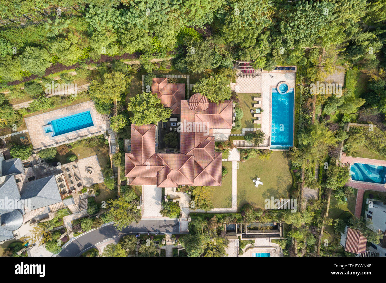 aerial view of modern villas Stock Photo - Alamy