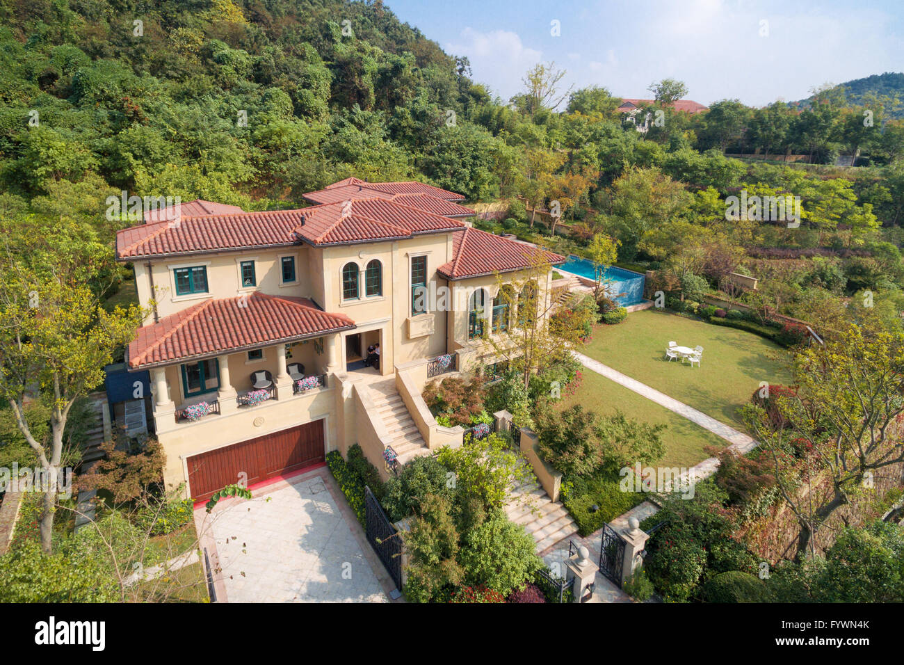 aerial view of modern villas Stock Photo - Alamy