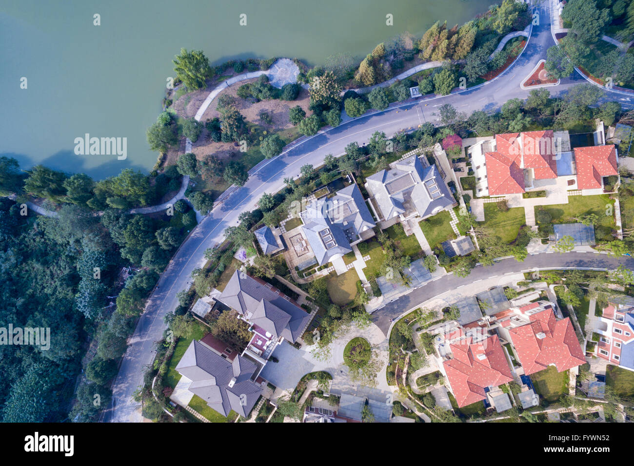aerial view of modern villas Stock Photo - Alamy