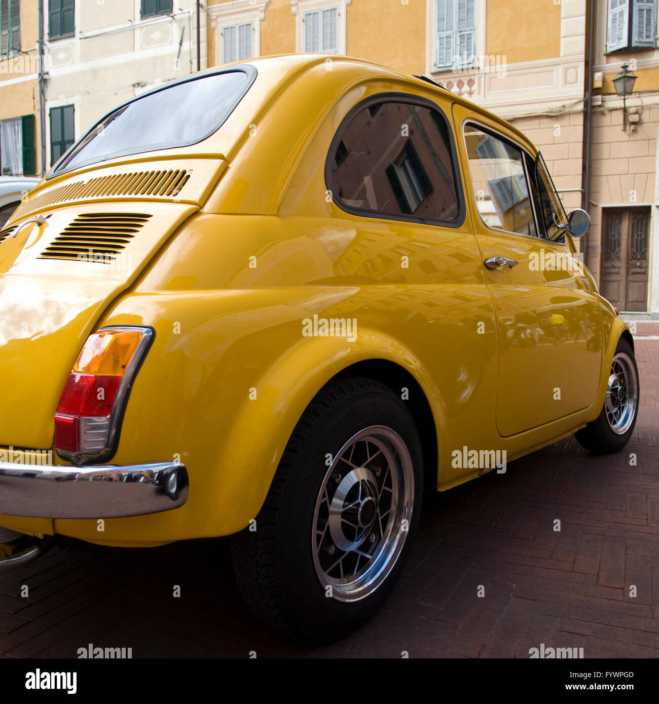 Classic car parked in a street. Back view Stock Photo - Alamy