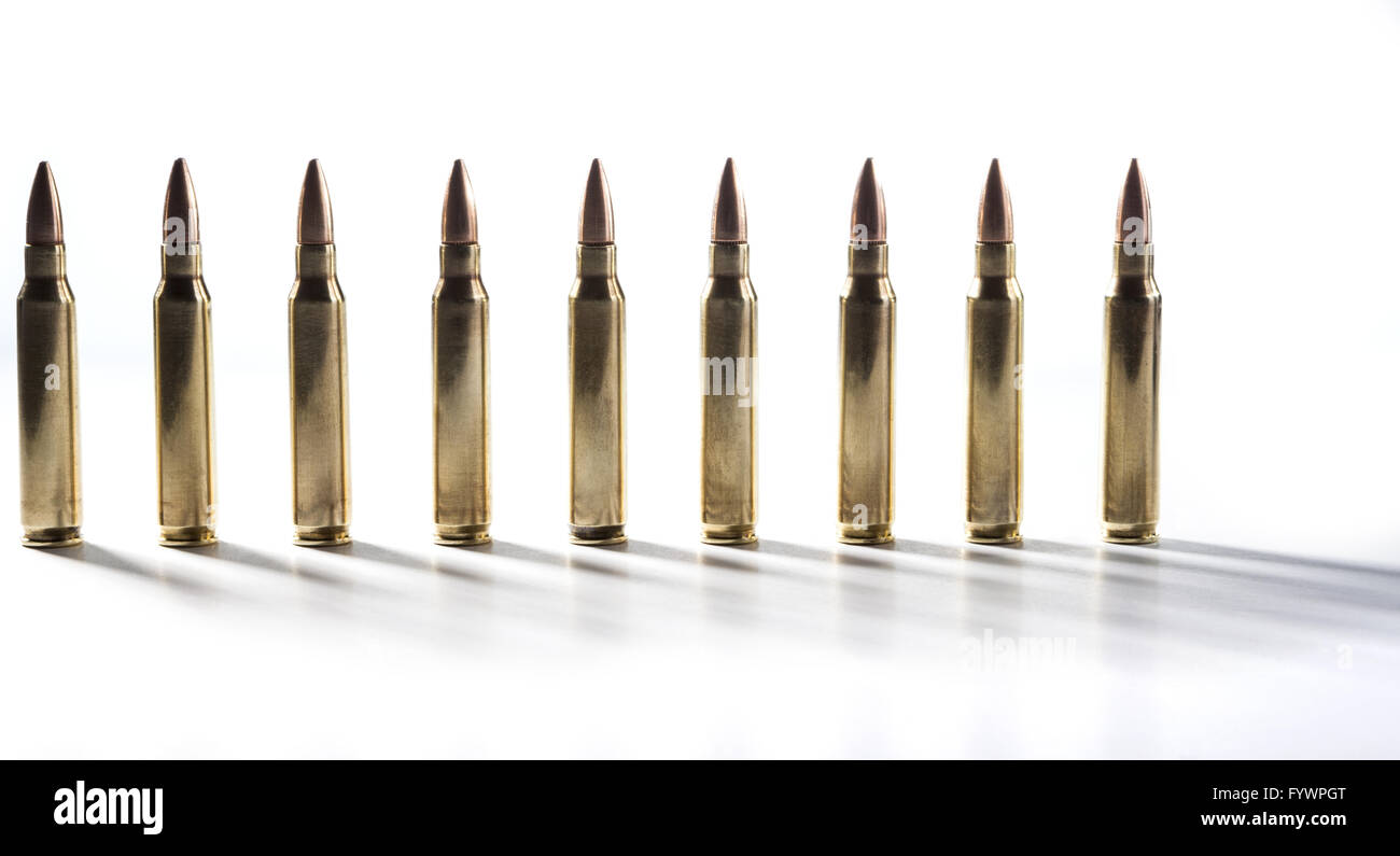 Row shiny rifle bullets standing hi-res stock photography and images - Alamy