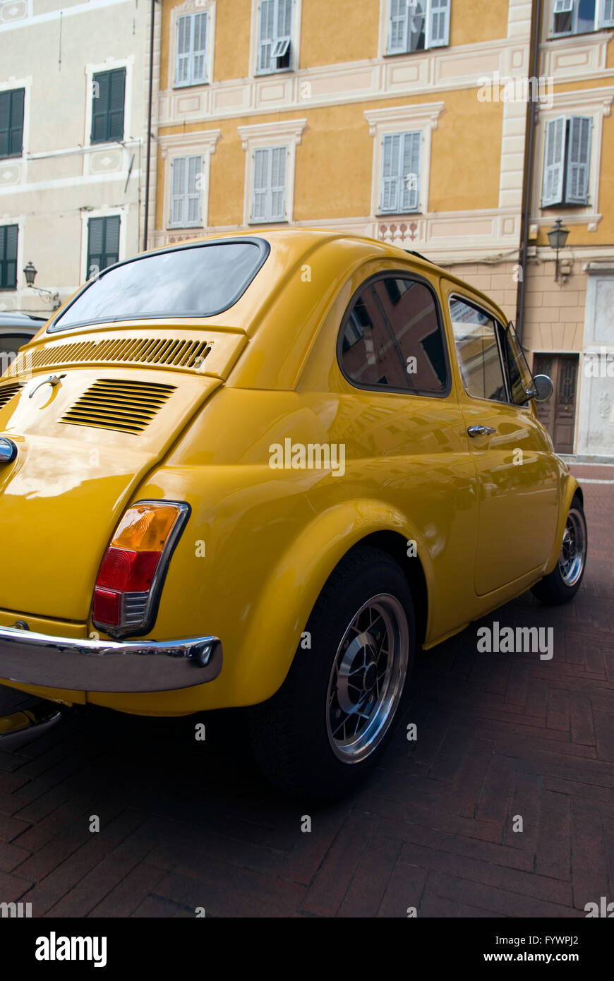 Classic car parked in a street. Back view Stock Photo - Alamy