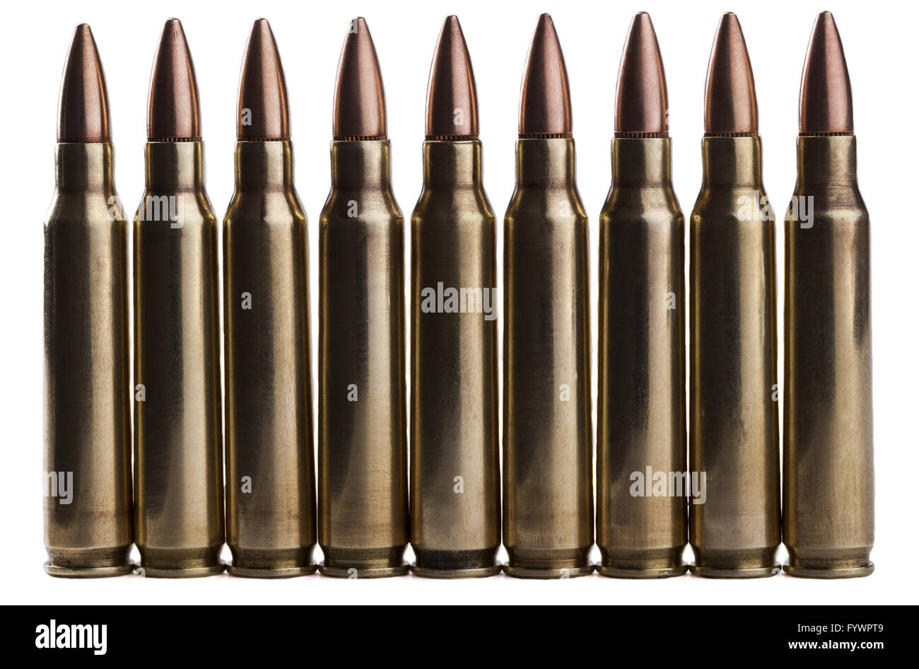 Row shiny rifle bullets standing hi-res stock photography and images ...