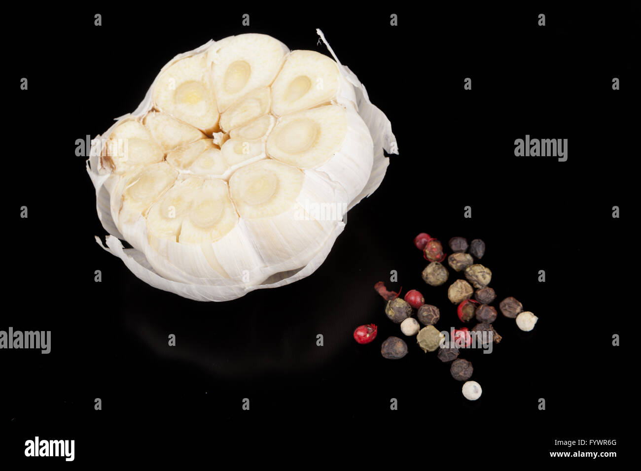 Garlic with Pepper Stock Photo - Alamy