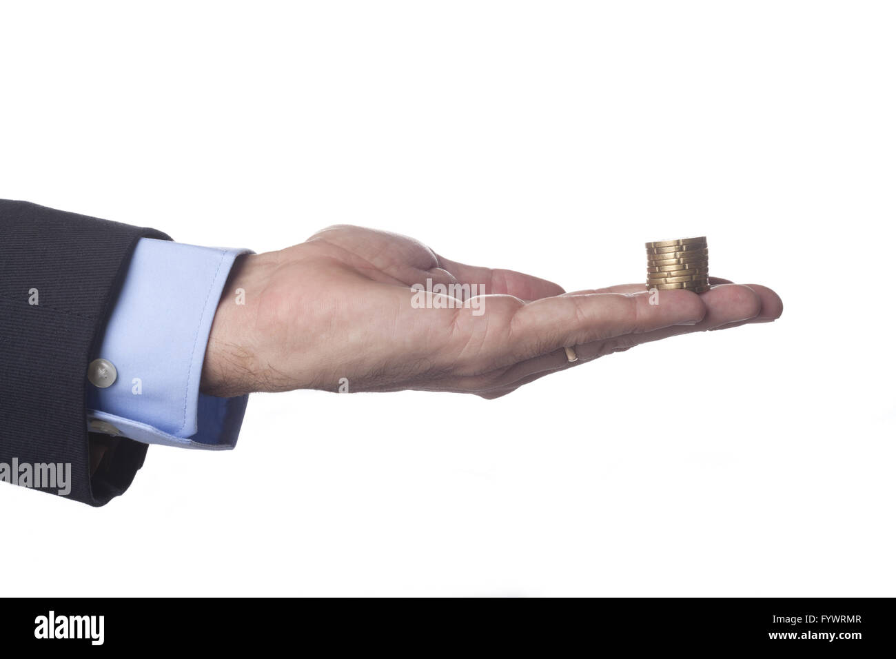 Coins On Hand Stock Photo - Alamy