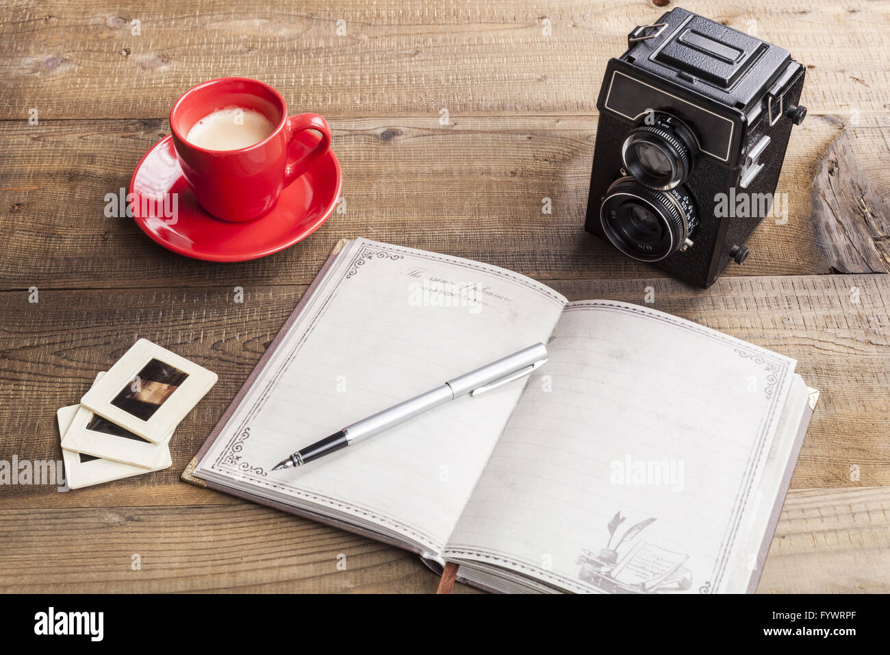 Old Camera and Coffee Stock Photo - Alamy
