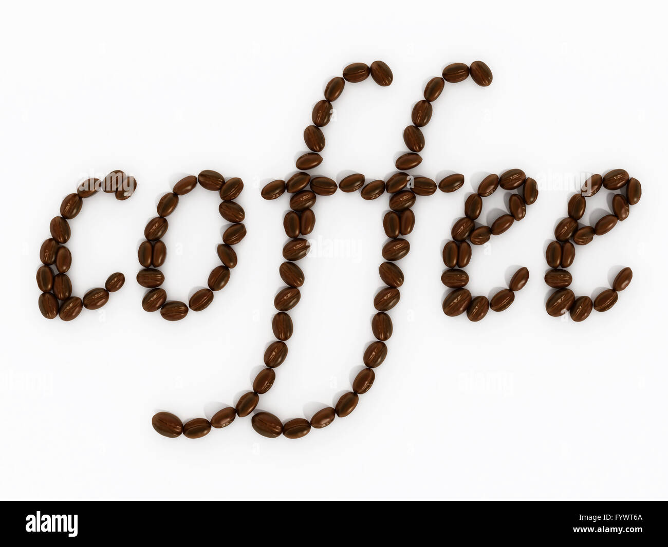 Coffee text formed with coffee beans isolated on white background Stock ...