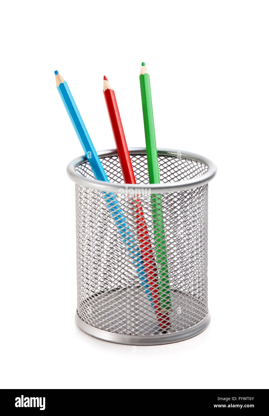 colored pencils in basket Stock Photo - Alamy