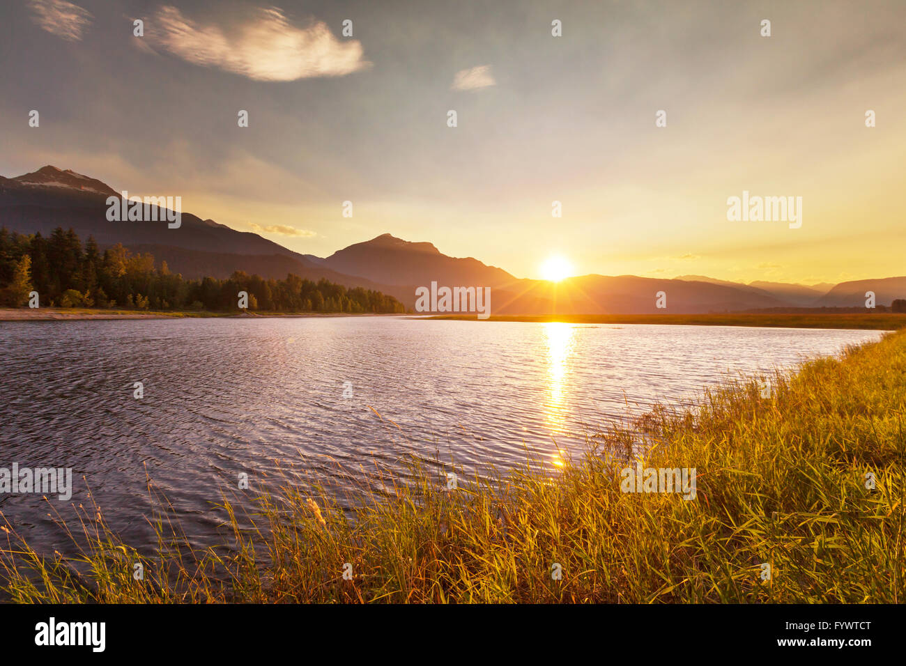 Lake on sunset Stock Photo - Alamy