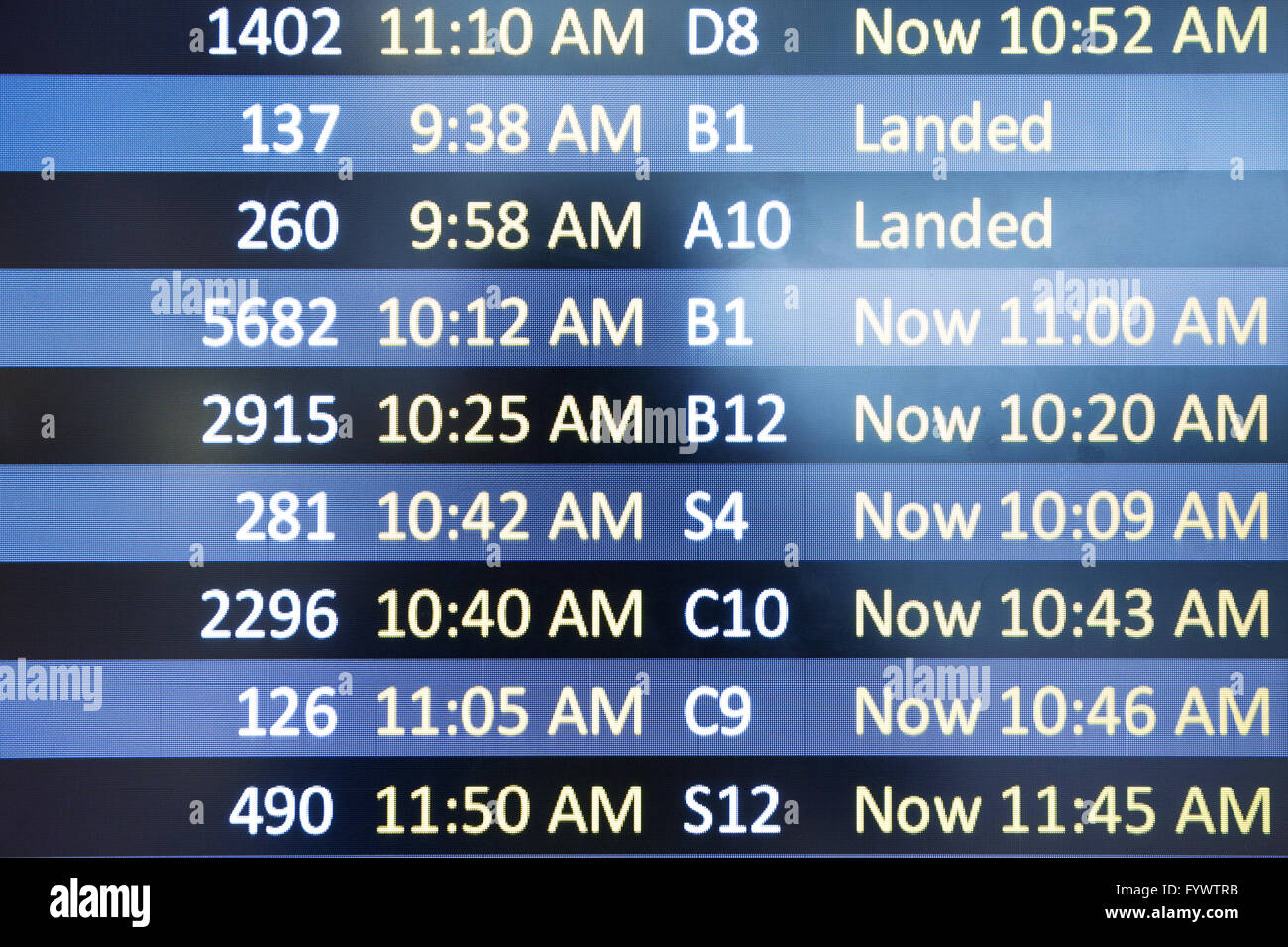 info of flight on billboard in airport Stock Photo - Alamy