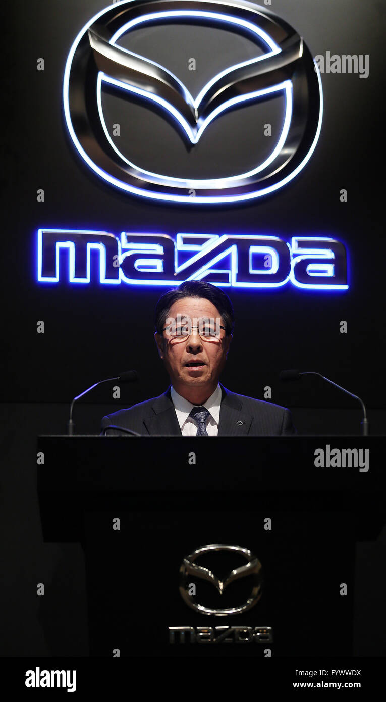 Tokyo, Japan. 27th Apr, 2016. Japanese automaker Mazda Motor president ...
