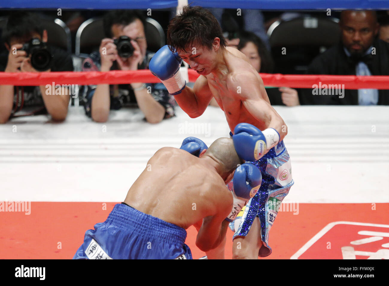 Ota-City General Gymnasium, Tokyo, Japan. 27th Apr, 2016. (L-R) Juan ...