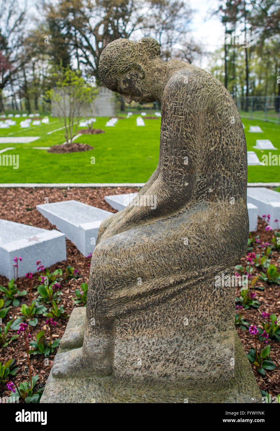 Spremberg, Germany. 28th Apr, 2016. The monument 'Grieving Mother' can ...