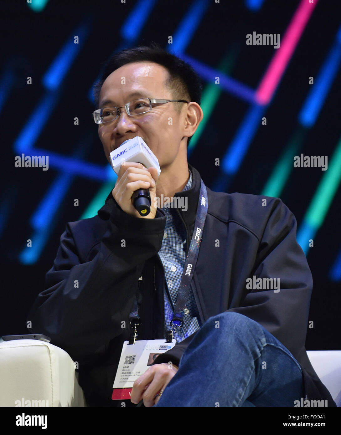 Beijing, China. 28th Apr, 2016. Lin Bin, co-founder and president of ...