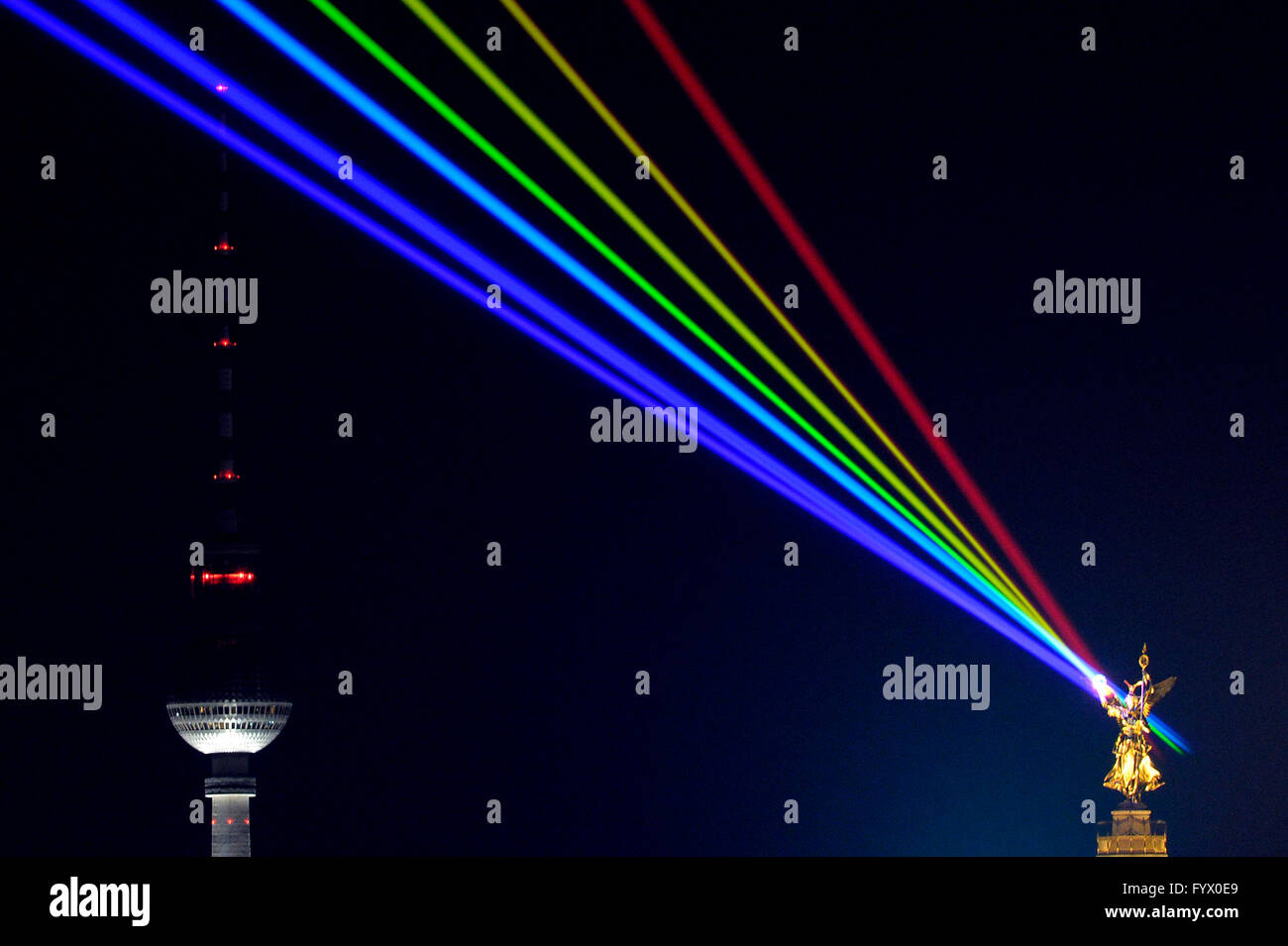 The laser installation 'Global Rainbow - Peace will prevail' by artist ...