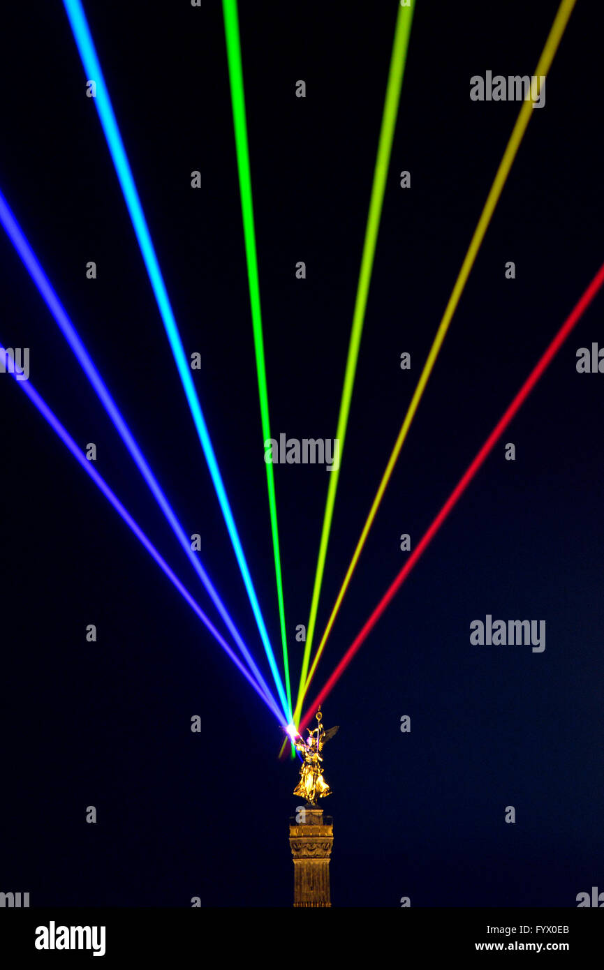 The laser installation 'Global Rainbow - Peace will prevail' by artist ...