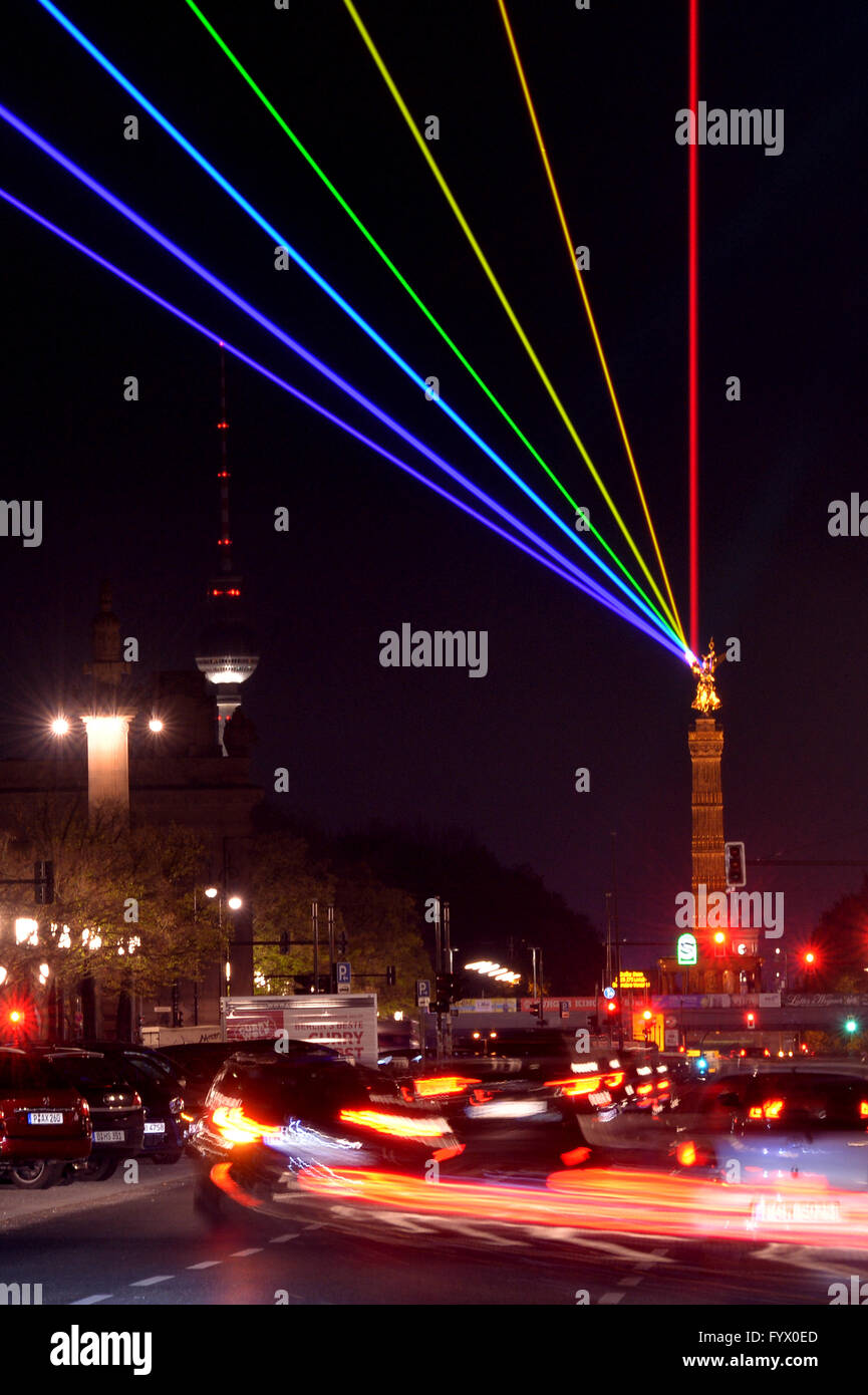 The laser installation 'Global Rainbow - Peace will prevail' by artist ...