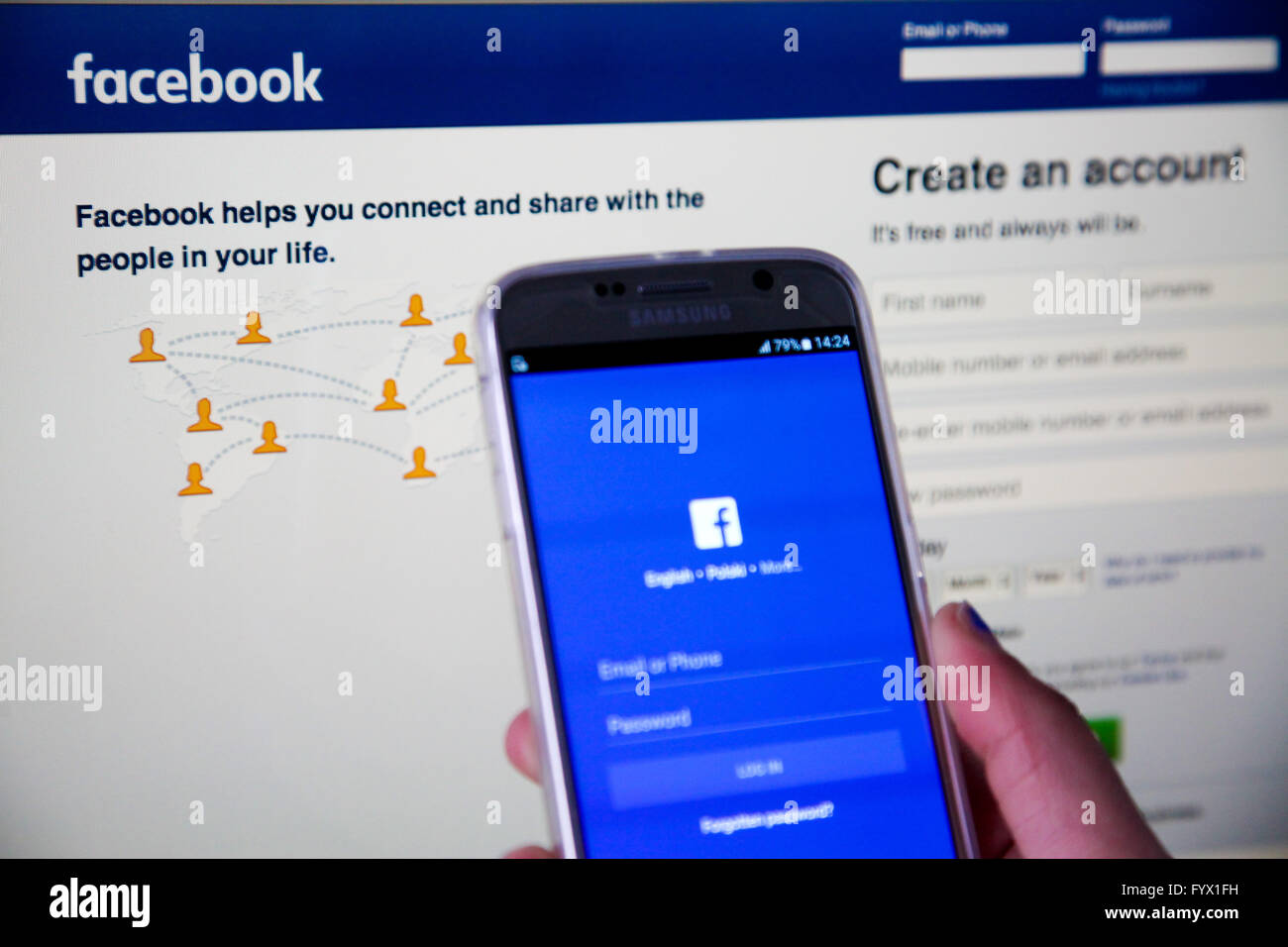 Facebook website page on smartphone the most popular and biggest social ...