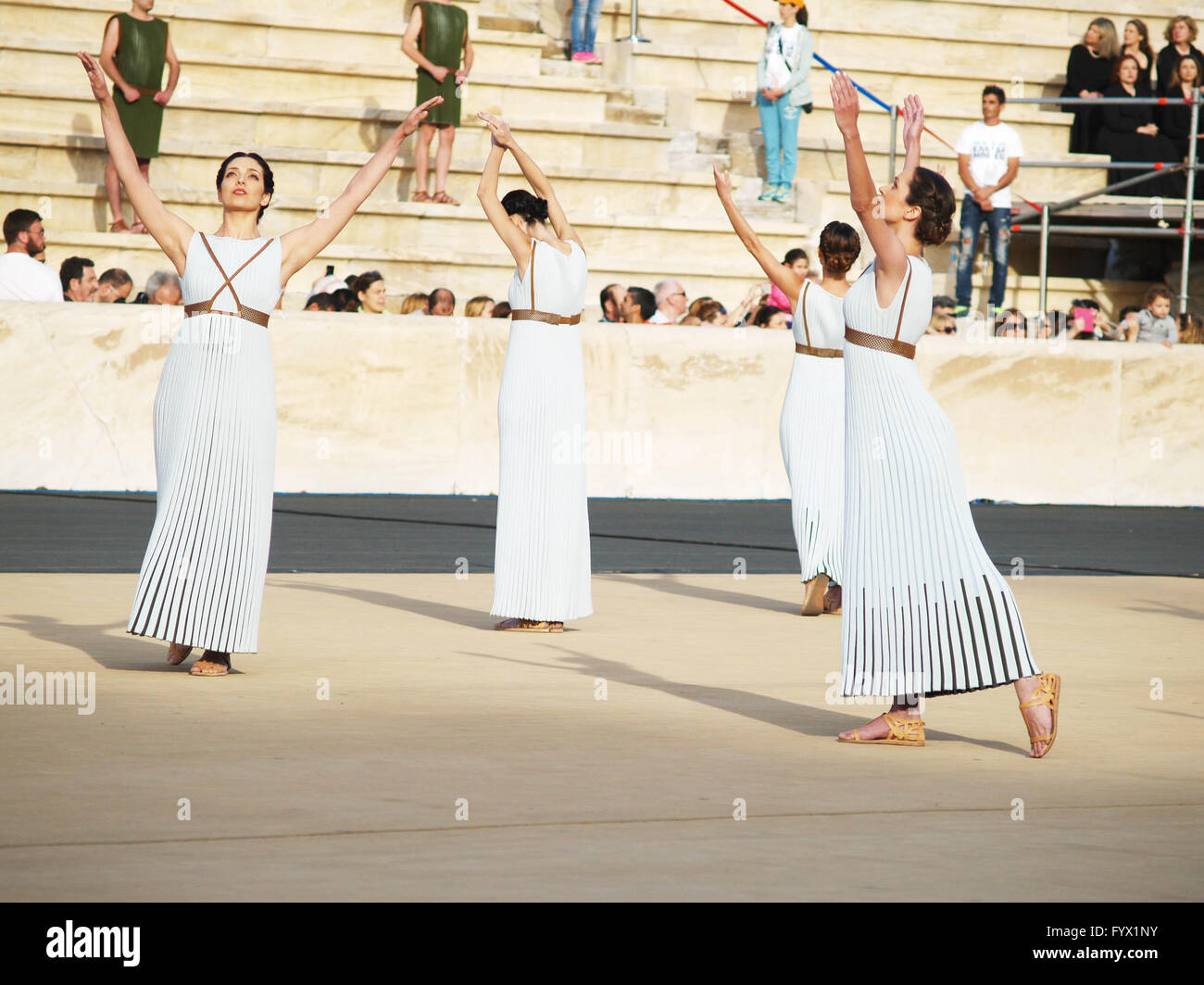 The priestesses of the ceremony are dancing sacredly before the relay ...