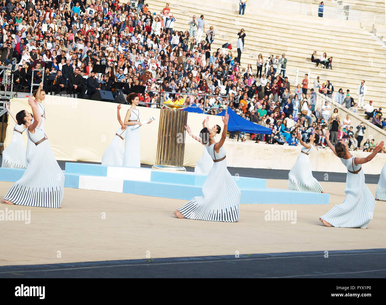 The priestesses of the ceremony are dancing sacredly before the relay ...