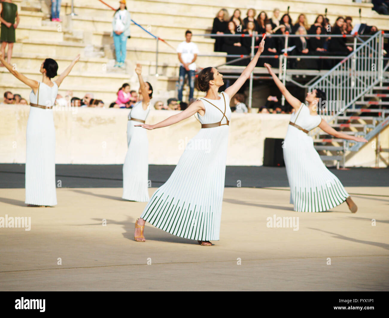 The priestesses of the ceremony are dancing sacredly before the relay ...