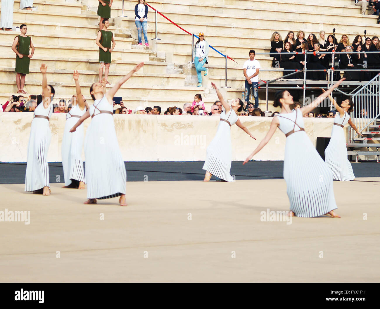 The priestesses of the ceremony are dancing sacredly before the relay ...