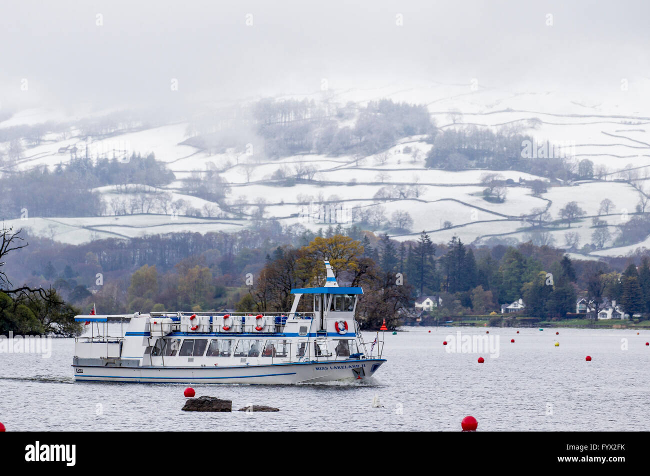Lake Windermere Cumbria 28th April 2016 UK Weather 4.30pm clouds clear ...
