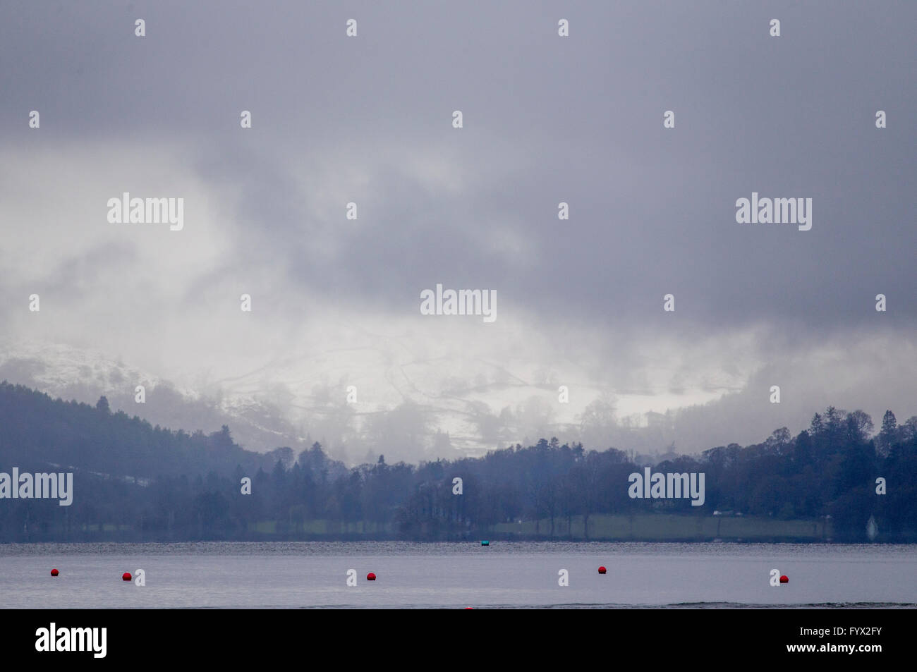 Lake Windermere Cumbria 28th April 2016 UK Weather 4.30pm clouds clear ...