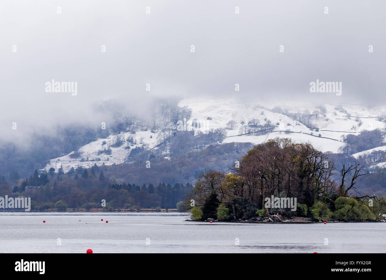 Lake Windermere Cumbria 28th April 2016 UK Weather 4.30pm clouds clear ...