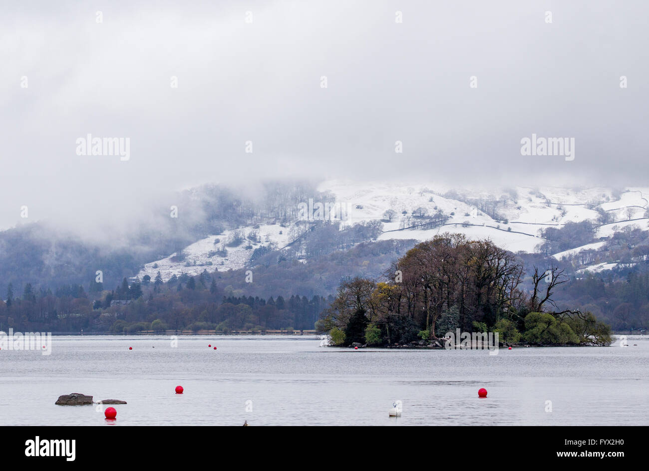 Lake Windermere Cumbria 28th April 2016 UK Weather 4.30pm clouds clear ...
