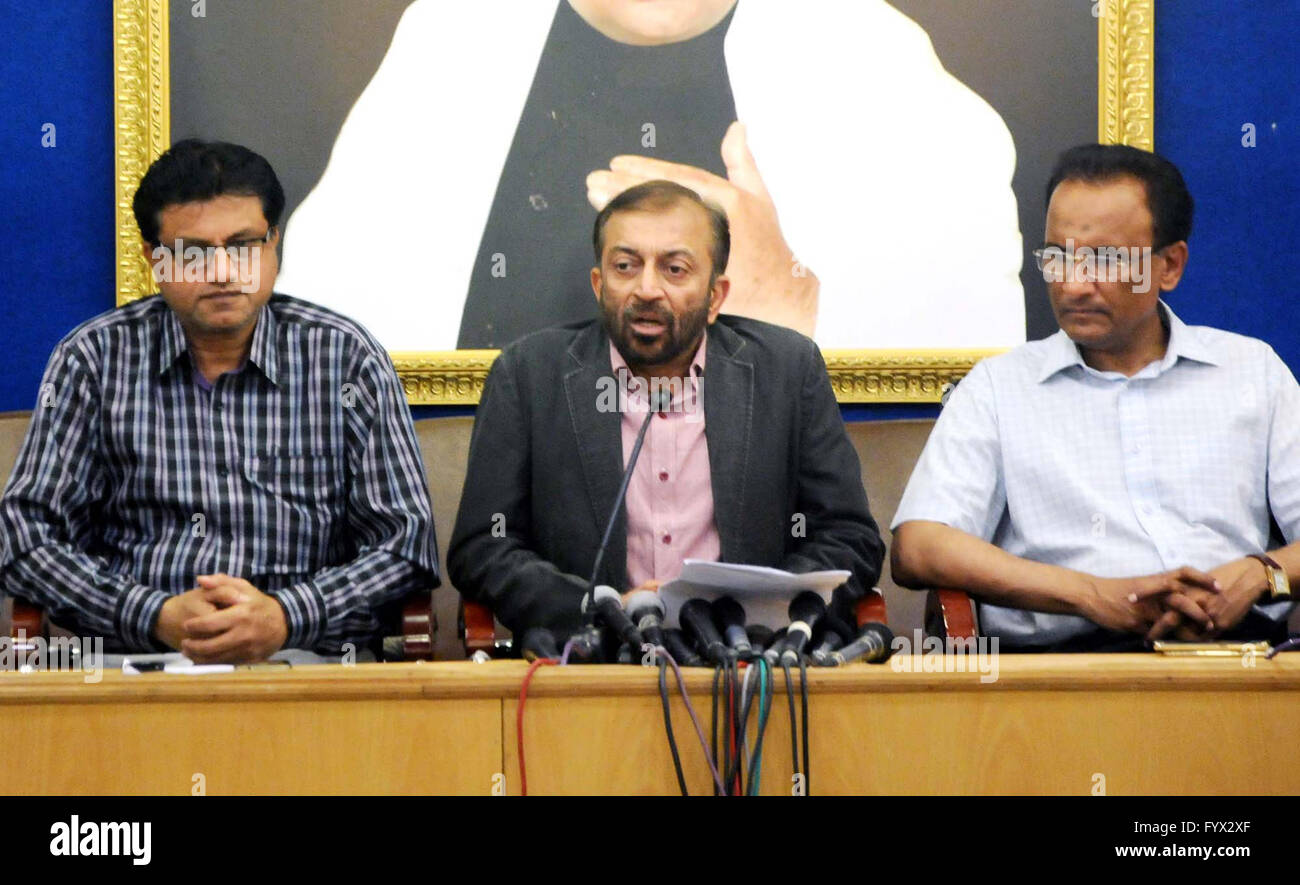 Muttahida Qaumi Movement (MQM) leader Dr. Farooq Sattar addresses to ...
