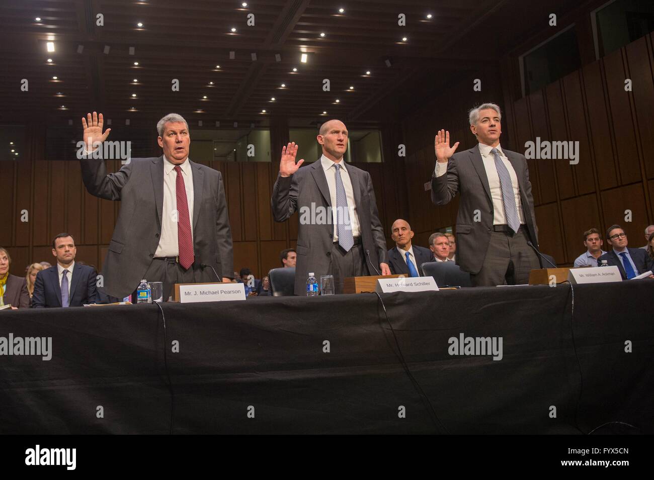 The Valeant Pharmaceuticals executive team are sworn in before ...