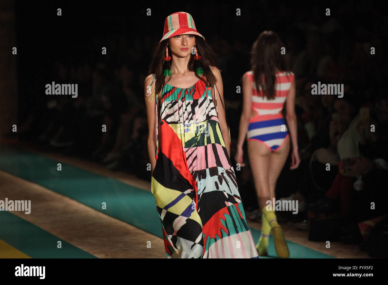 SAO PAULO, Brazil - 28/04/2016: SPFW SUMMER 2017 - Parade of Salinas ...