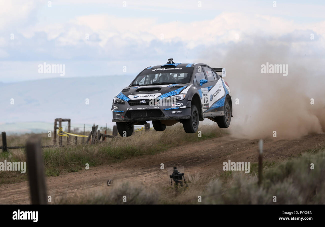 DAVID HIGGINS competes at the Oregon Trail Rally in Dufur, OR on April ...