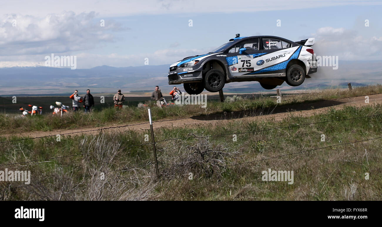 DAVID HIGGINS competes at the Oregon Trail Rally in Dufur, OR on April ...