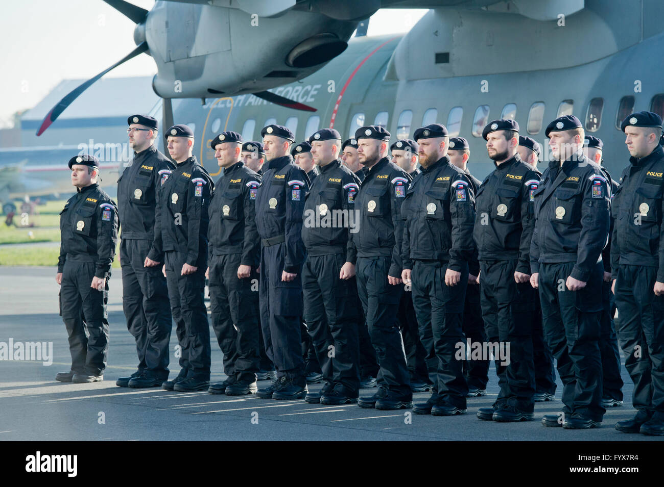 Prague, Czech Republic. 29th Apr, 2016. Czech police officers leave for ...